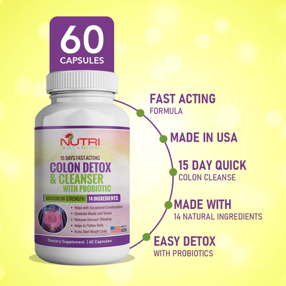 Colon Detox & Cleanser + Probiotics - Relief Constipation, Bloating ...