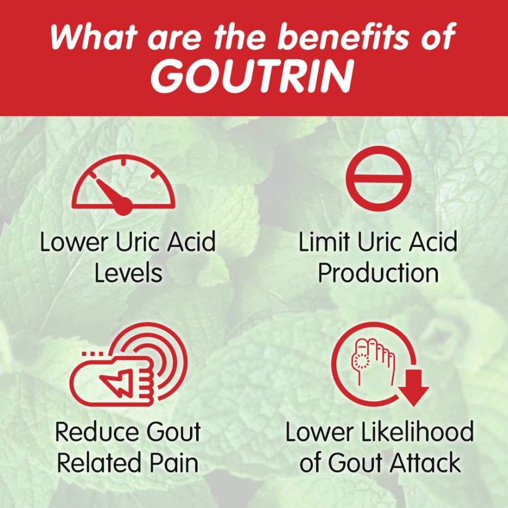 Goutrin Gout Supplement - Relief for Gout Pain, Lower Uric Acid ...