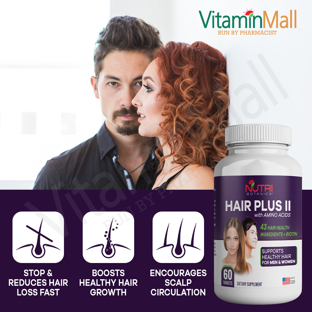 Hair Plus II with Amino Acids - Hair Growth Supplement, Stop Hair Loss ...