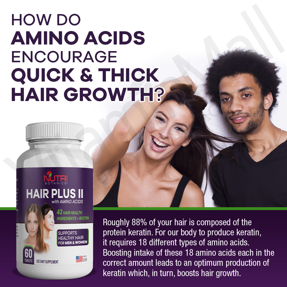 Hair Plus II with Amino Acids - Hair Growth Supplement, Stop Hair Loss ...