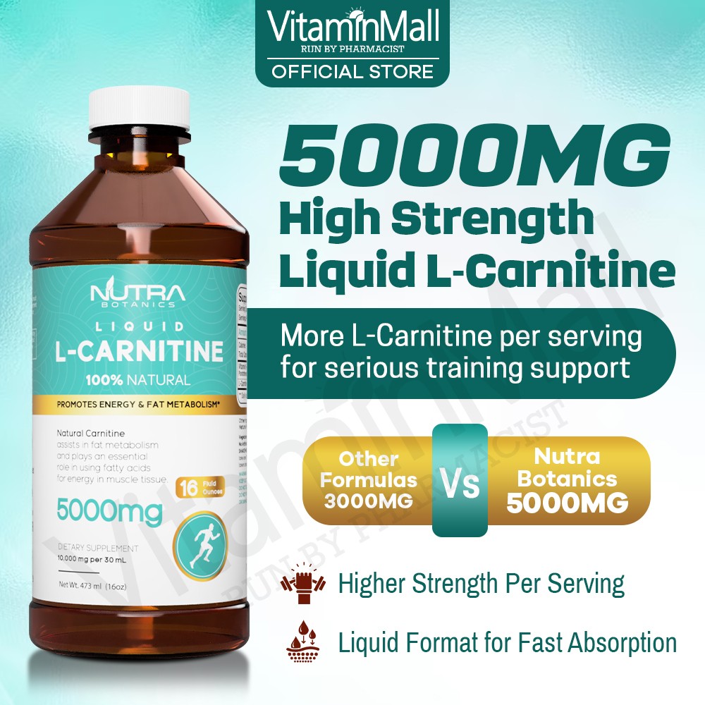 Liquid L-Carnitine 5000mg - Fat Burner, Convert Fat to Energy - VitaminMall