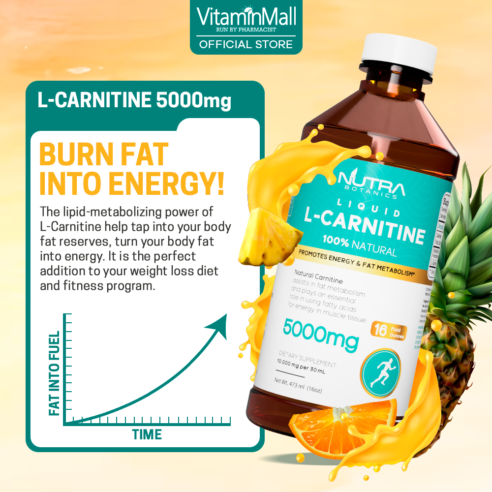 Liquid L-Carnitine 5000mg - Fat Burner, Convert Fat to Energy - VitaminMall