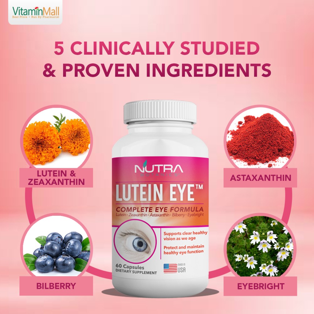 Lutein Eye Supplement - Zeaxanthin, Astaxanthin, Bilberry, Eyebright ...