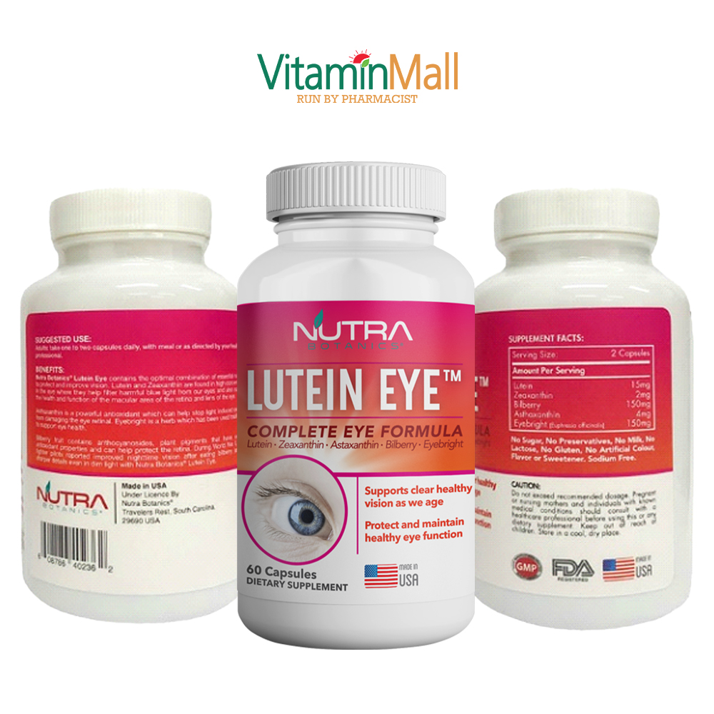 Lutein Eye Supplement - Zeaxanthin, Astaxanthin, Bilberry, Eyebright ...