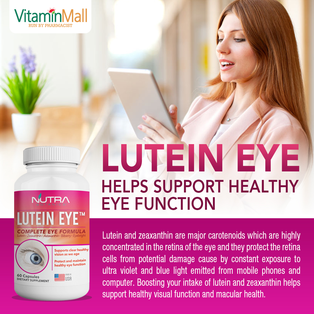 Lutein Eye Supplement - Zeaxanthin, Astaxanthin, Bilberry, Eyebright ...