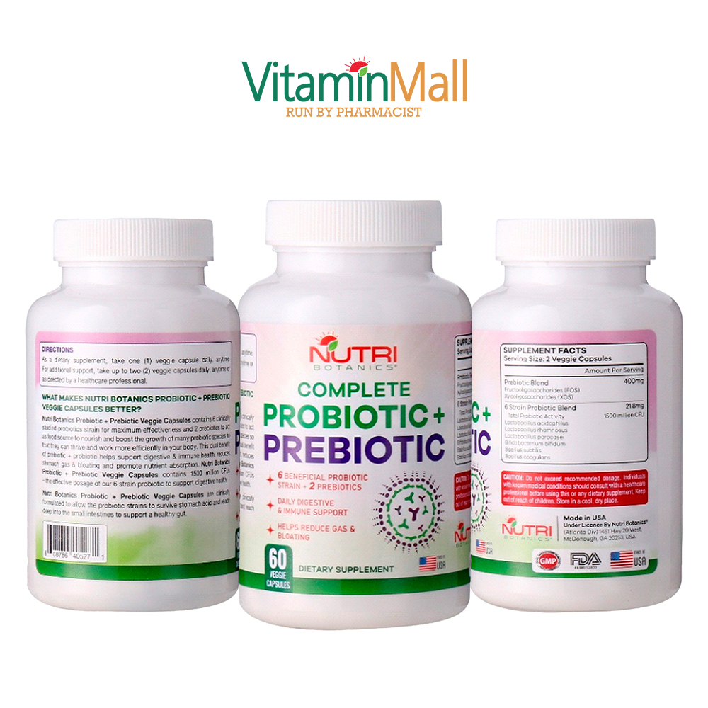 Nutri Botanics Prebiotic + Probiotic - Digestive Health - VitaminMall