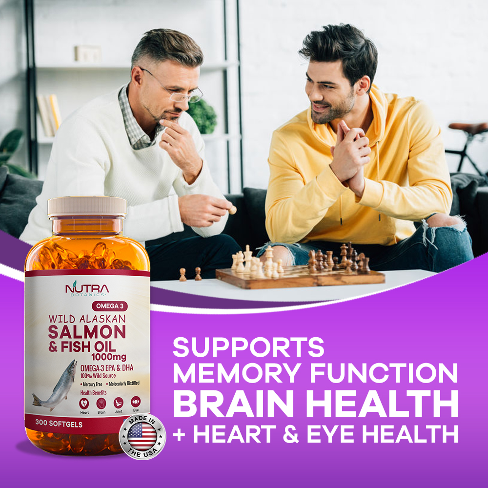 Wild Alaskan Omega 3 Salmon Fish Oil - Heart, Brain, Joint Health ...