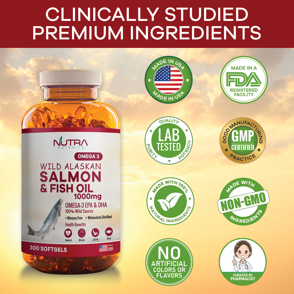 Wild Alaskan Omega 3 Salmon Fish Oil - Heart, Brain, Joint Health ...