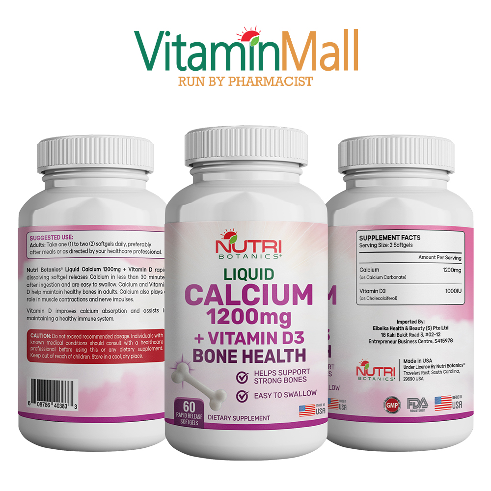Nutri Botanics Liquid Calcium 1200mg with Vitamin D3 - VitaminMall